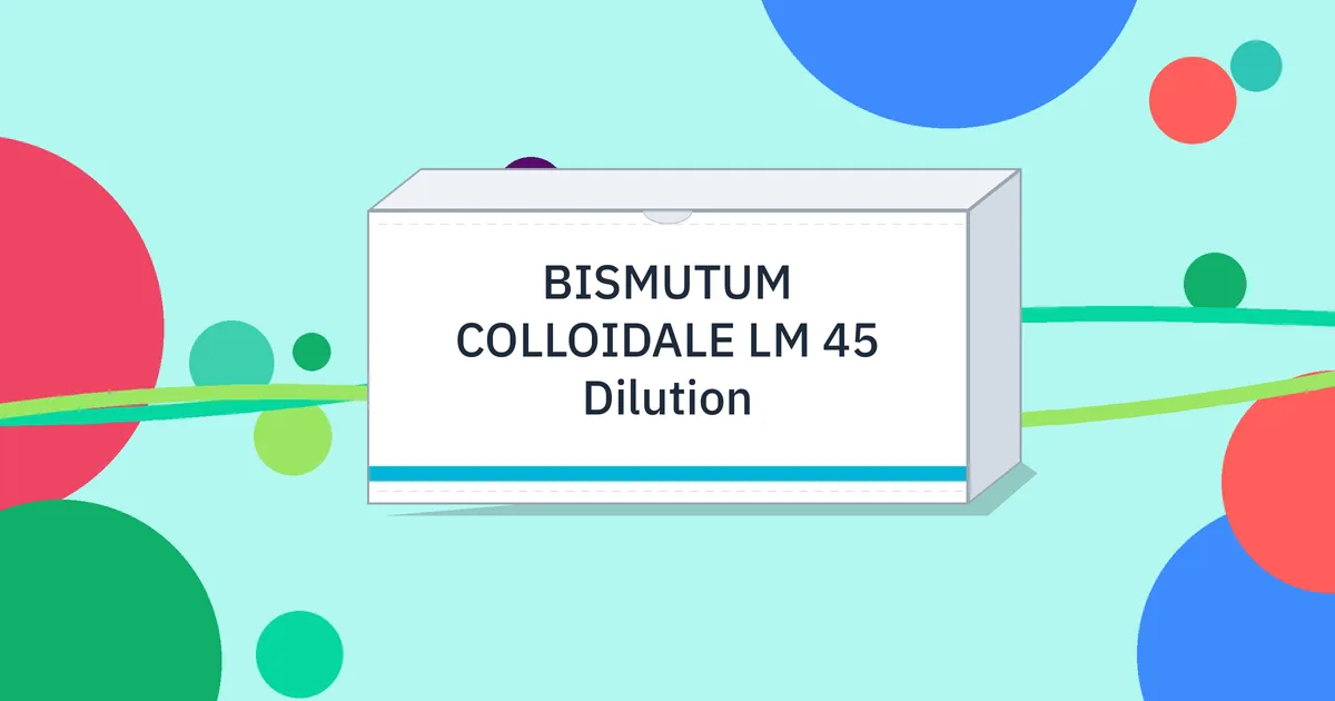 Symbolbild: Packung mit der Aufschrift BISMUTUM COLLOIDALE LM 45 Dilution (PZN 13386432) – Verfügbarkeit und Bezug in Apotheken in Frankfurt am Main