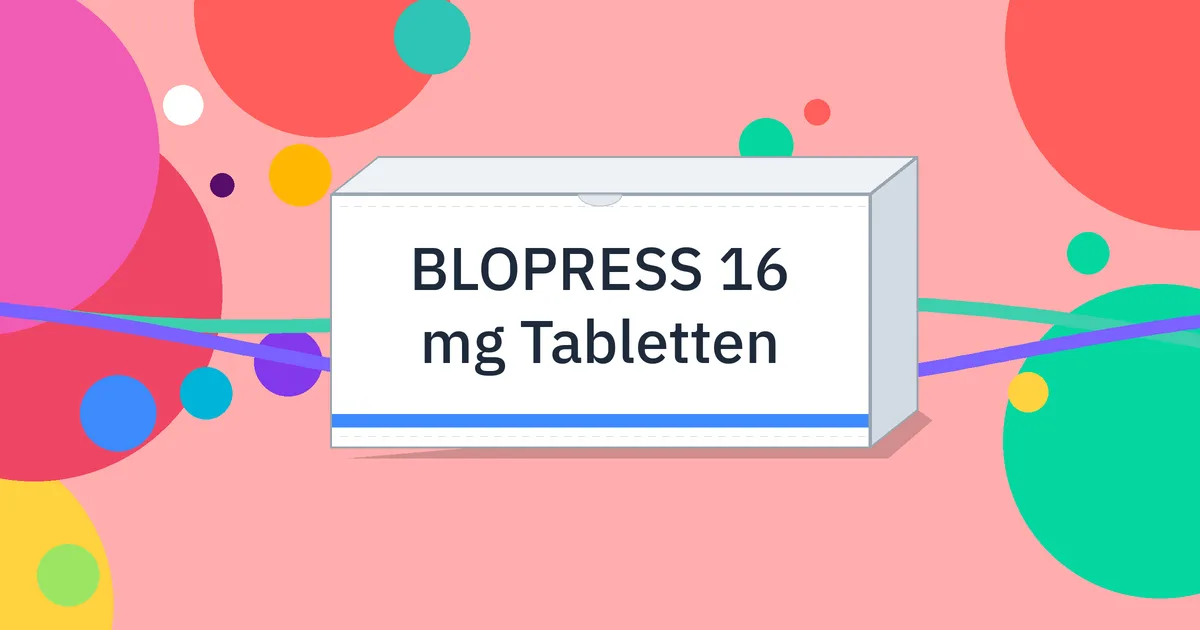 Symbolbild: Packung mit der Aufschrift BLOPRESS 16 mg Tabletten (PZN 04142748) – Verfügbarkeit und Bezug in Apotheken in Frankfurt am Main