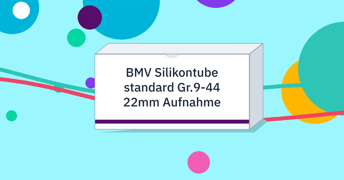 Symbolbild: Packung mit der Aufschrift BMV Silikontube standard Gr.9-44 22mm Aufnahme (PZN 18386129) – Verfügbarkeit und Bezug in Apotheken in Frankfurt am Main