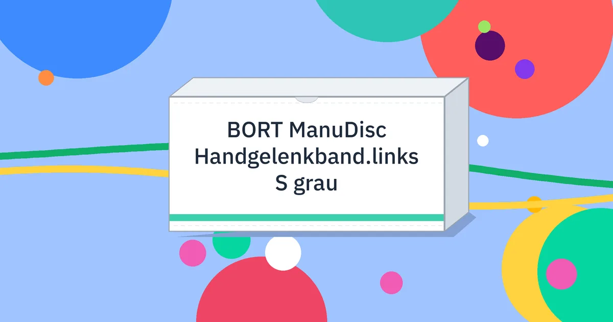 Symbolbild: Packung mit der Aufschrift BORT ManuDisc Handgelenkband.links S grau (PZN 02758793) – Verfügbarkeit und Bezug in Apotheken in Frankfurt am Main