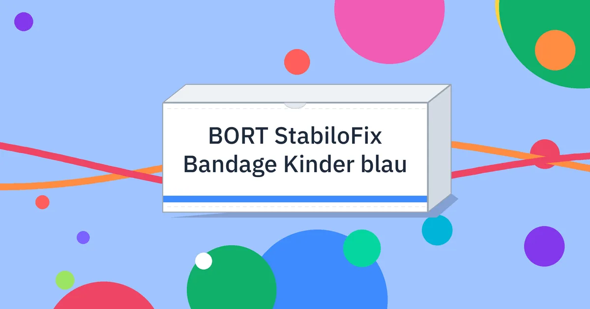 Symbolbild: Packung mit der Aufschrift BORT StabiloFix Bandage Kinder blau (PZN 06084587) – Verfügbarkeit und Bezug in Apotheken in Frankfurt am Main