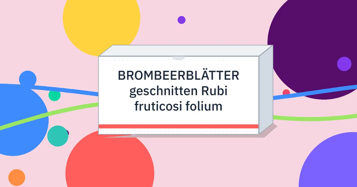 Symbolbild: Packung mit der Aufschrift BROMBEERBLÄTTER geschnitten Rubi fruticosi folium (PZN 20948882) – Verfügbarkeit und Bezug in Apotheken in Frankfurt am Main