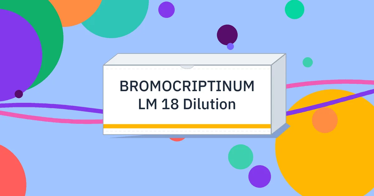 Symbolbild: Packung mit der Aufschrift BROMOCRIPTINUM LM 18 Dilution (PZN 13396703) – Verfügbarkeit und Bezug in Apotheken in Frankfurt am Main