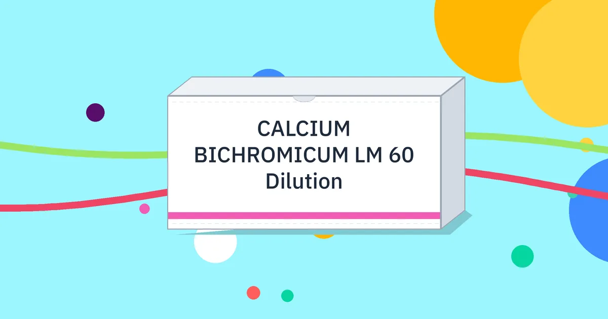 Symbolbild: Packung mit der Aufschrift CALCIUM BICHROMICUM LM 60 Dilution (PZN 13407654) – Verfügbarkeit und Bezug in Apotheken in Frankfurt am Main