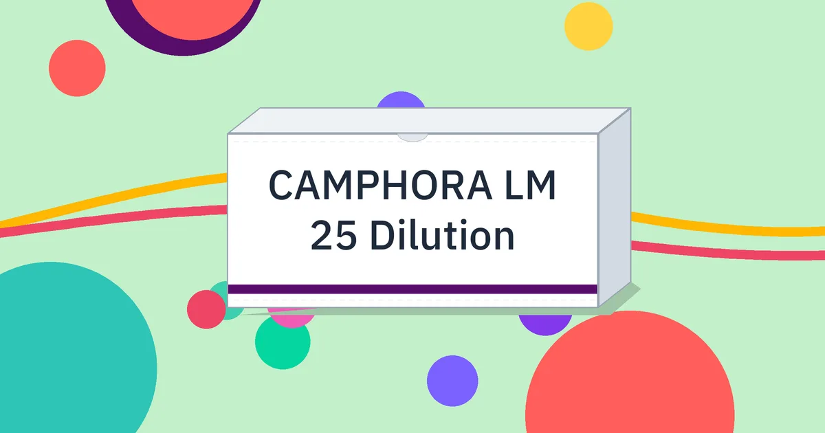 Symbolbild: Packung mit der Aufschrift CAMPHORA LM 25 Dilution (PZN 12807914) – Verfügbarkeit und Bezug in Apotheken in Frankfurt am Main