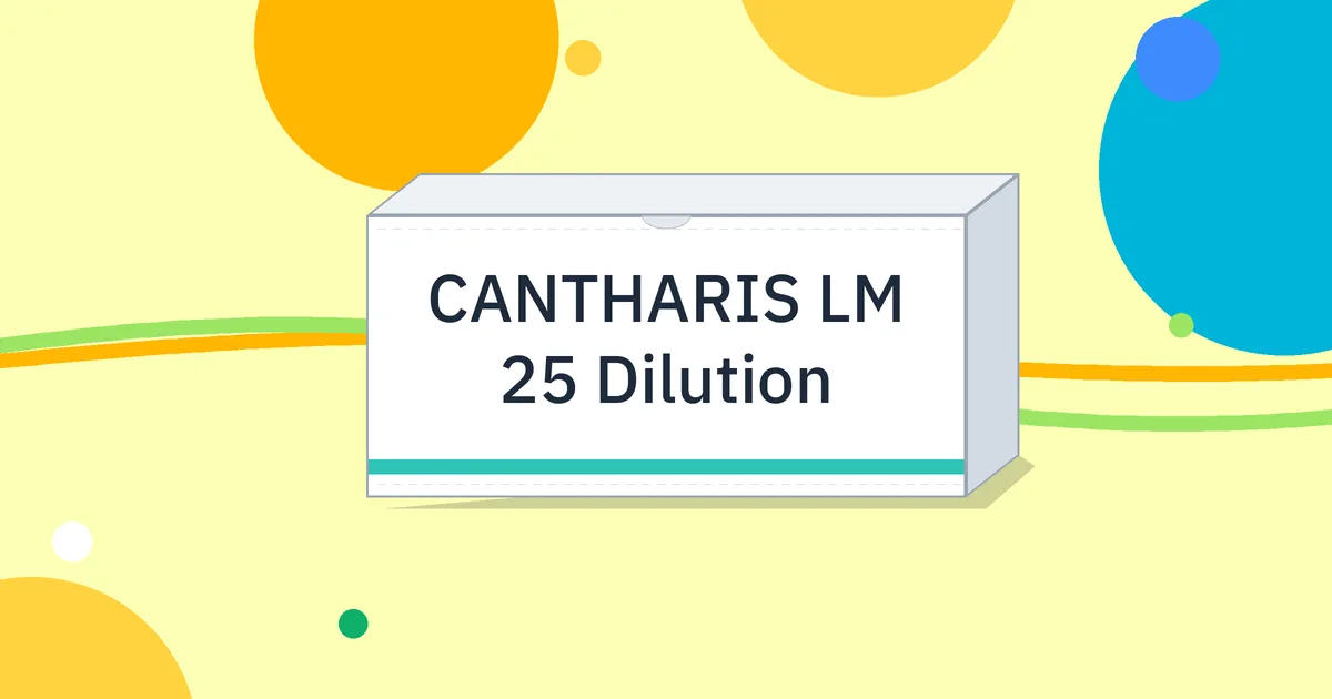 Symbolbild: Packung mit der Aufschrift CANTHARIS LM 25 Dilution (PZN 12808339) – Verfügbarkeit und Bezug in Apotheken in Frankfurt am Main
