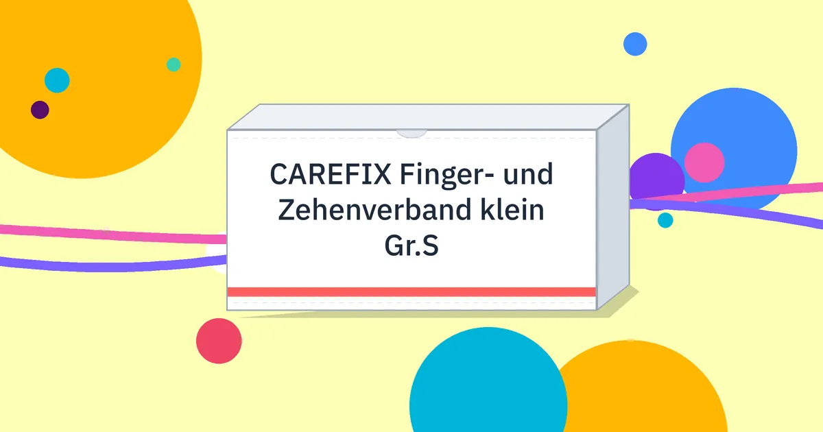 Symbolbild: Packung mit der Aufschrift CAREFIX Finger- und Zehenverband klein Gr.S (PZN 19344587) – Verfügbarkeit und Bezug in Apotheken in Frankfurt am Main