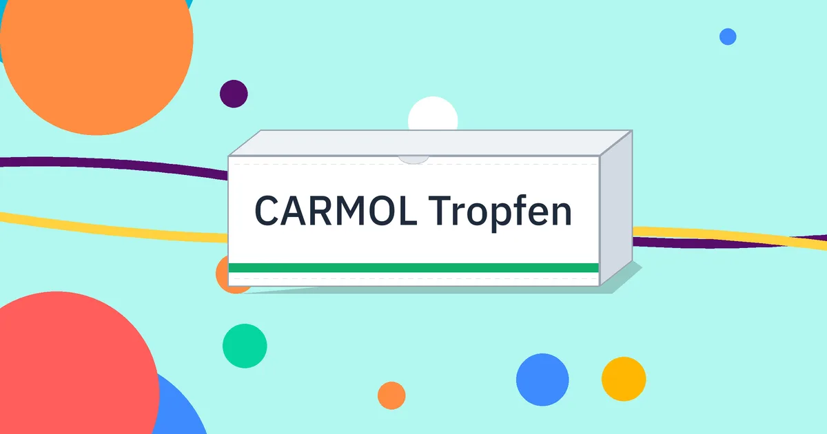 Symbolbild: Packung mit der Aufschrift CARMOL Tropfen (PZN 17387210) – Verfügbarkeit und Bezug in Apotheken in Frankfurt am Main