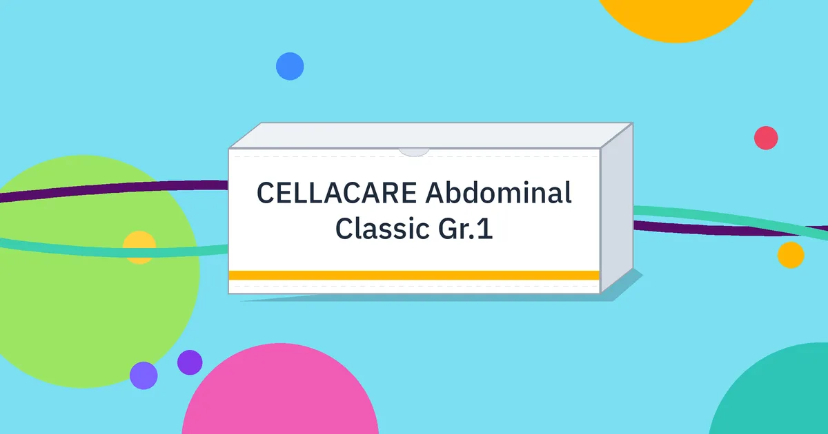 Symbolbild: Packung mit der Aufschrift CELLACARE Abdominal Classic Gr.1 (PZN 16536493) – Verfügbarkeit und Bezug in Apotheken in Frankfurt am Main