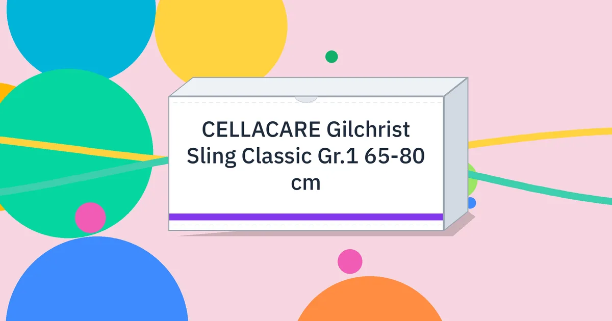 Symbolbild: Packung mit der Aufschrift CELLACARE Gilchrist Sling Classic Gr.1 65-80 cm (PZN 13897144) – Verfügbarkeit und Bezug in Apotheken in Frankfurt am Main