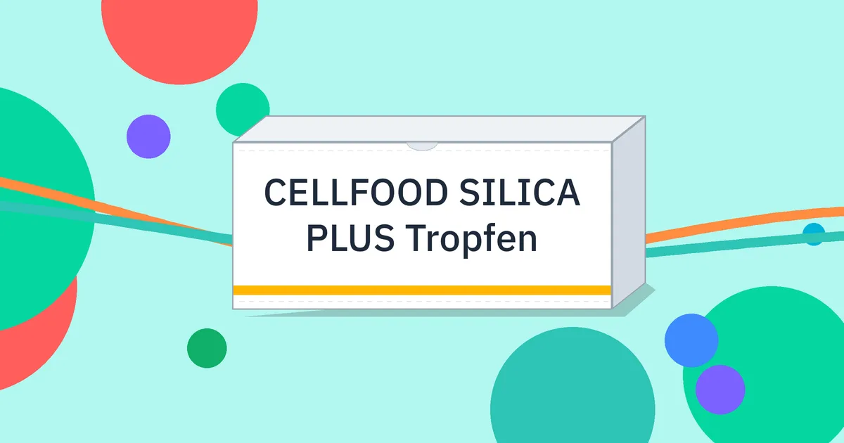 Symbolbild: Packung mit der Aufschrift CELLFOOD SILICA PLUS Tropfen (PZN 09513474) – Verfügbarkeit und Bezug in Apotheken in Frankfurt am Main