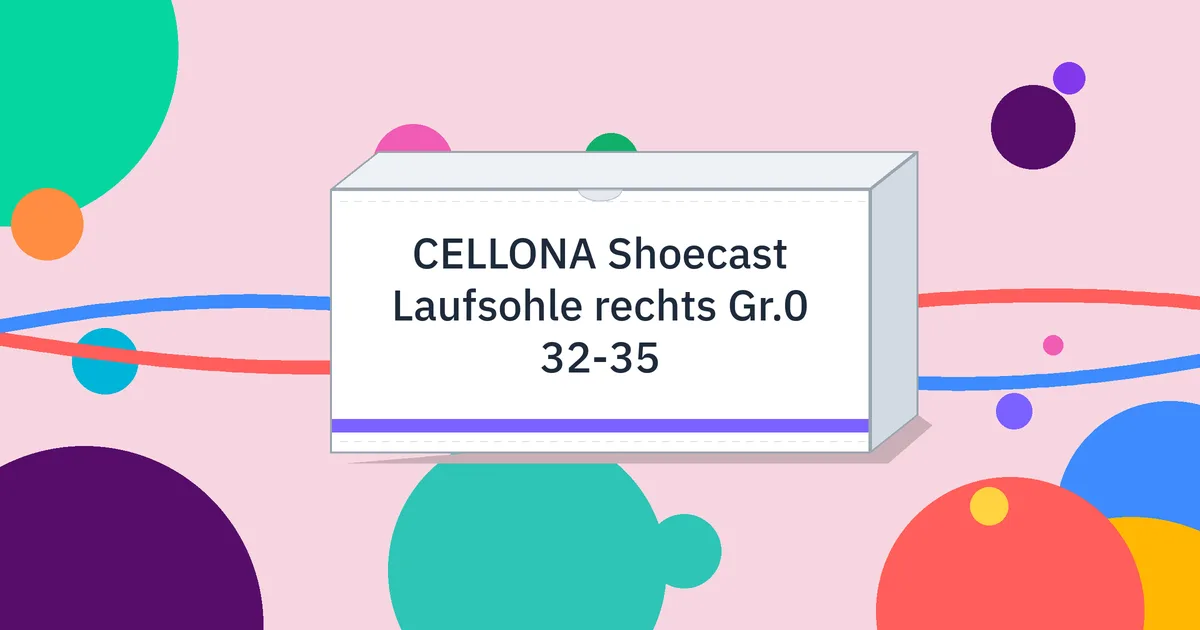 Symbolbild: Packung mit der Aufschrift CELLONA Shoecast Laufsohle rechts Gr.0 32-35 (PZN 03954013) – Verfügbarkeit und Bezug in Apotheken in Frankfurt am Main