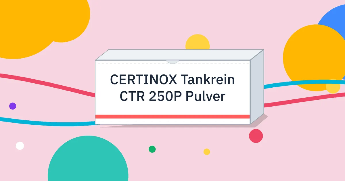 Symbolbild: Packung mit der Aufschrift CERTINOX Tankrein CTR 250P Pulver (PZN 01246513) – Verfügbarkeit und Bezug in Apotheken in Frankfurt am Main