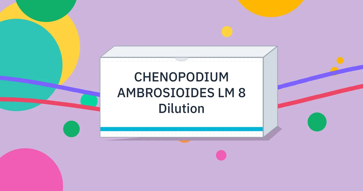 Symbolbild: Packung mit der Aufschrift CHENOPODIUM AMBROSIOIDES LM 8 Dilution (PZN 13440290) – Verfügbarkeit und Bezug in Apotheken in Frankfurt am Main