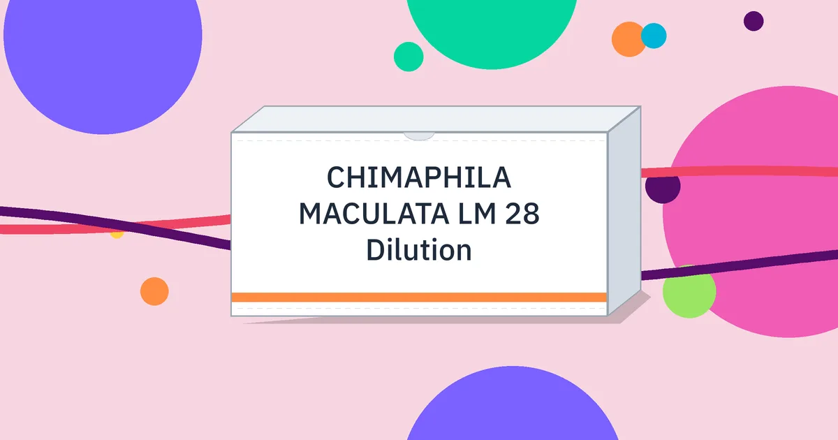 Symbolbild: Packung mit der Aufschrift CHIMAPHILA MACULATA LM 28 Dilution (PZN 13441970) – Verfügbarkeit und Bezug in Apotheken in Frankfurt am Main