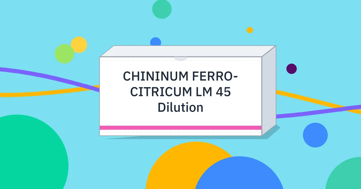 Symbolbild: Packung mit der Aufschrift CHININUM FERRO-CITRICUM LM 45 Dilution (PZN 13442478) – Verfügbarkeit und Bezug in Apotheken in Frankfurt am Main
