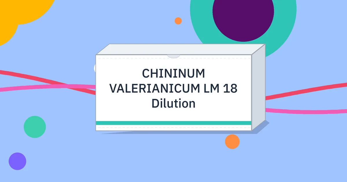 Symbolbild: Packung mit der Aufschrift CHININUM VALERIANICUM LM 18 Dilution (PZN 13442780) – Verfügbarkeit und Bezug in Apotheken in Frankfurt am Main
