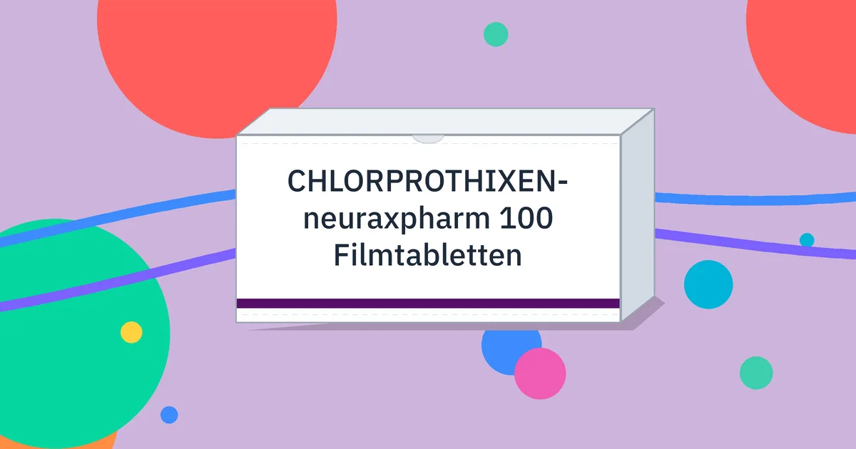 Symbolbild: Packung mit der Aufschrift CHLORPROTHIXEN-neuraxpharm 100 Filmtabletten (PZN 08515577) – Verfügbarkeit und Bezug in Apotheken in Frankfurt am Main