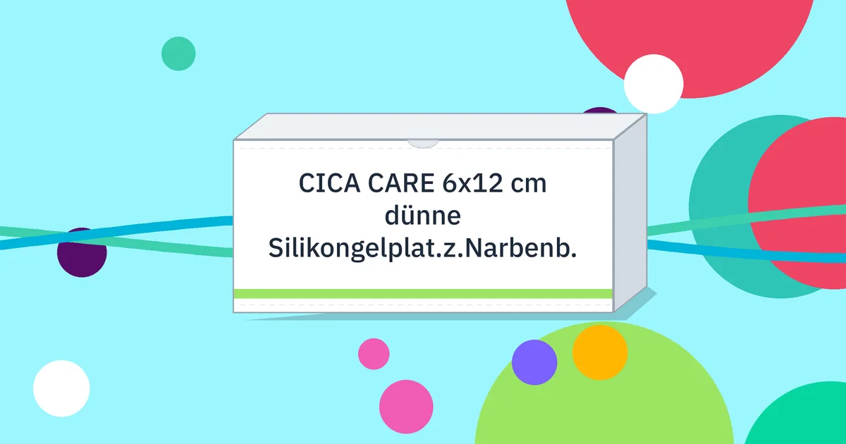 Symbolbild: Packung mit der Aufschrift CICA CARE 6x12 cm dünne Silikongelplat.z.Narbenb. (PZN 17381029) – Verfügbarkeit und Bezug in Apotheken in Frankfurt am Main