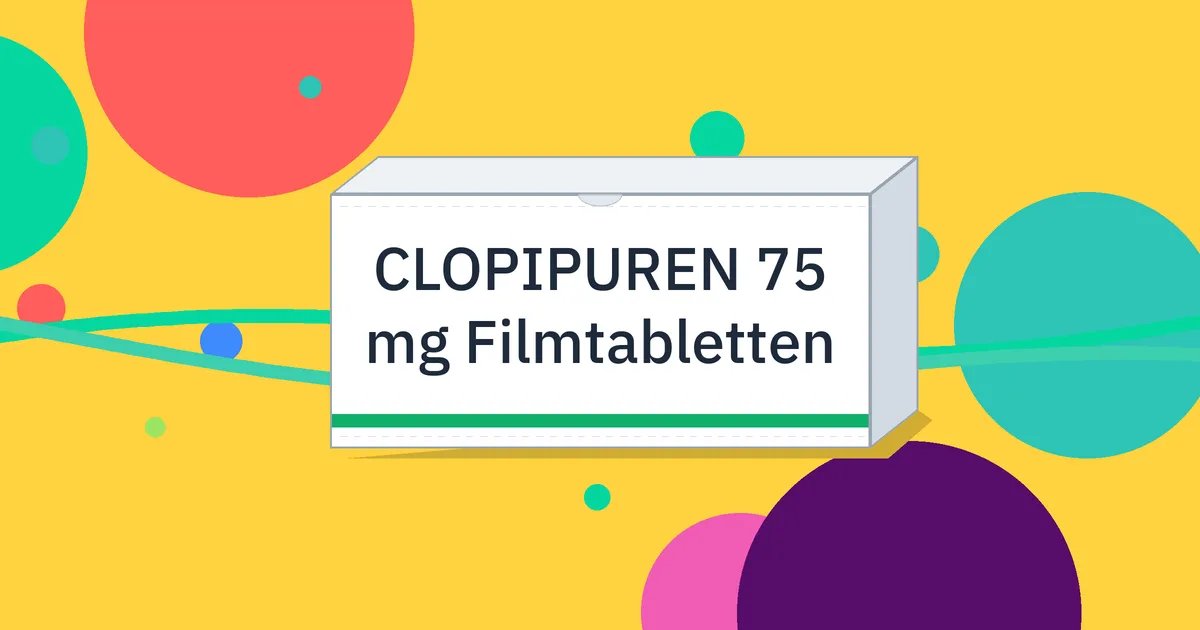 Symbolbild: Packung mit der Aufschrift CLOPIPUREN 75 mg Filmtabletten (PZN 12893701) – Verfügbarkeit und Bezug in Apotheken in Frankfurt am Main