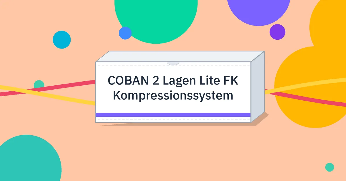 Symbolbild: Packung mit der Aufschrift COBAN 2 Lagen Lite FK Kompressionssystem (PZN 06917627) – Verfügbarkeit und Bezug in Apotheken in Frankfurt am Main
