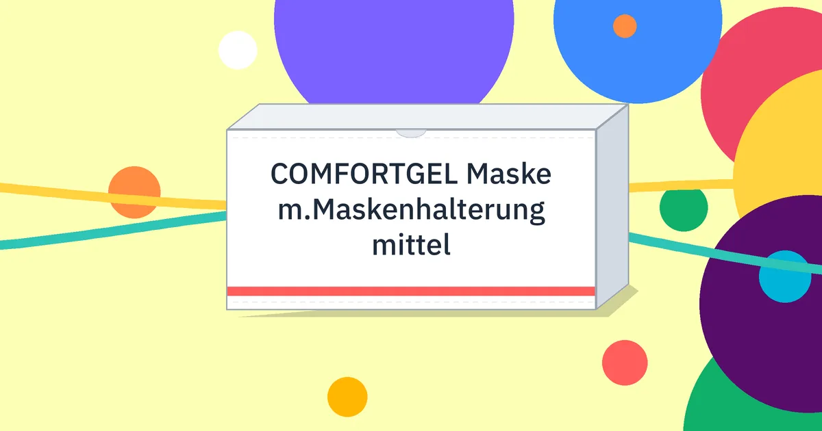 Symbolbild: Packung mit der Aufschrift COMFORTGEL Maske m.Maskenhalterung mittel (PZN 01695984) – Verfügbarkeit und Bezug in Apotheken in Frankfurt am Main