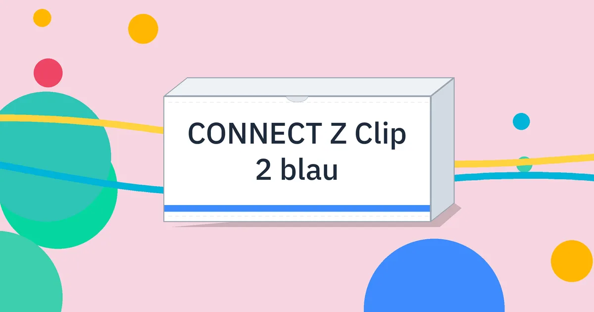 Symbolbild: Packung mit der Aufschrift CONNECT Z Clip 2 blau (PZN 07130846) – Verfügbarkeit und Bezug in Apotheken in Frankfurt am Main