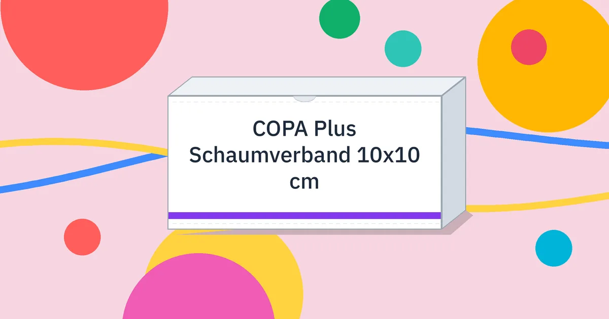 Symbolbild: Packung mit der Aufschrift COPA Plus Schaumverband 10x10 cm (PZN 05383879) – Verfügbarkeit und Bezug in Apotheken in Frankfurt am Main