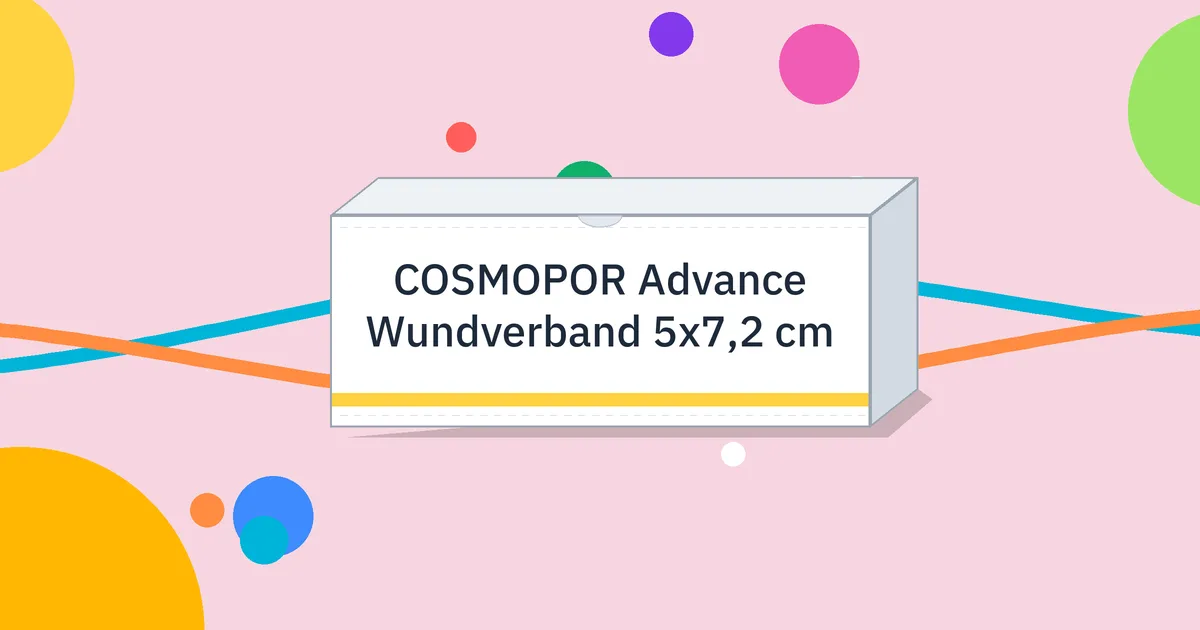 Symbolbild: Packung mit der Aufschrift COSMOPOR Advance Wundverband 5x7,2 cm (PZN 18296260) – Verfügbarkeit und Bezug in Apotheken in Frankfurt am Main