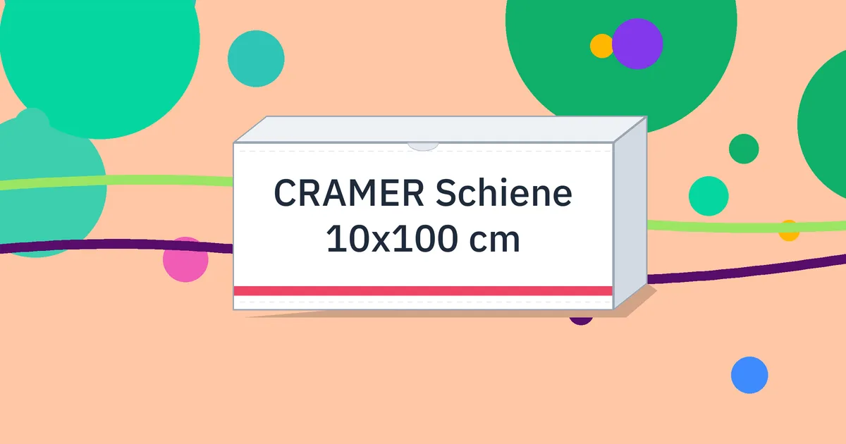 Symbolbild: Packung mit der Aufschrift CRAMER Schiene 10x100 cm (PZN 07004478) – Verfügbarkeit und Bezug in Apotheken in Frankfurt am Main