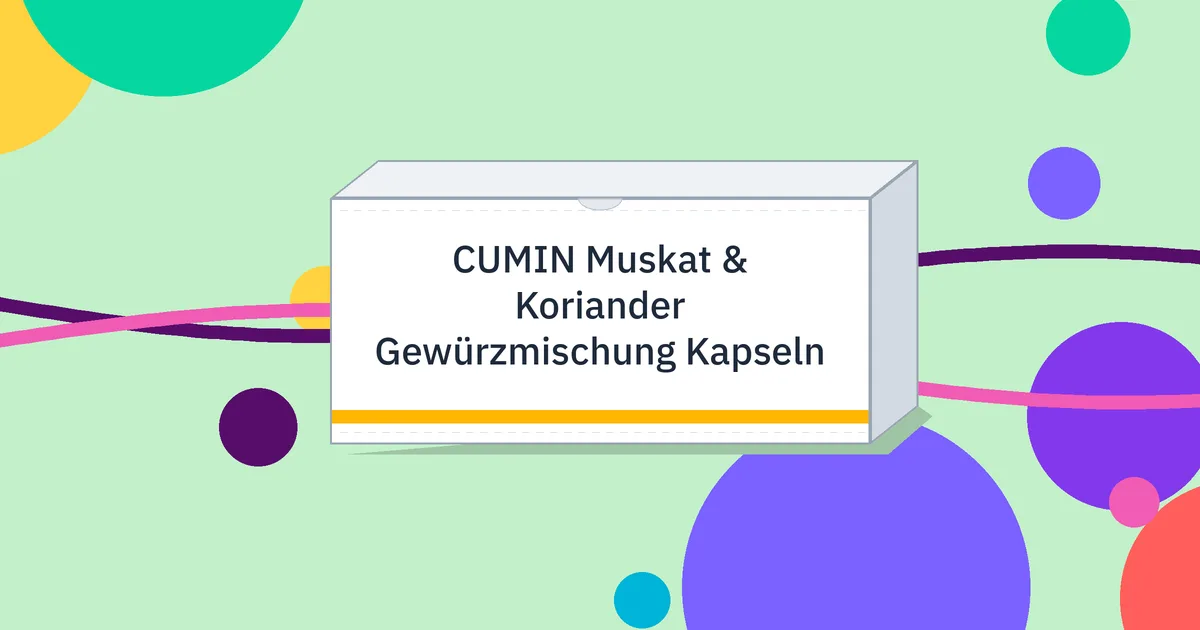 Symbolbild: Packung mit der Aufschrift CUMIN Muskat & Koriander Gewürzmischung Kapseln (PZN 16741885) – Verfügbarkeit und Bezug in Apotheken in Frankfurt am Main