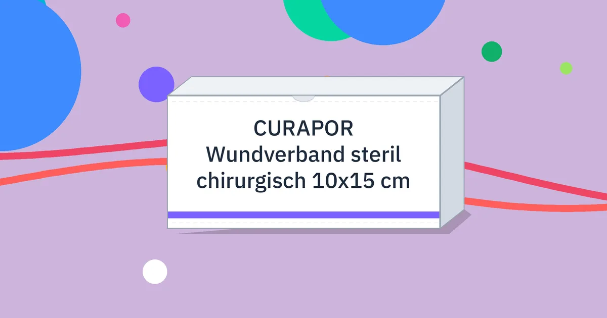 Symbolbild: Packung mit der Aufschrift CURAPOR Wundverband steril chirurgisch 10x15 cm (PZN 20658061) – Verfügbarkeit und Bezug in Apotheken in Frankfurt am Main