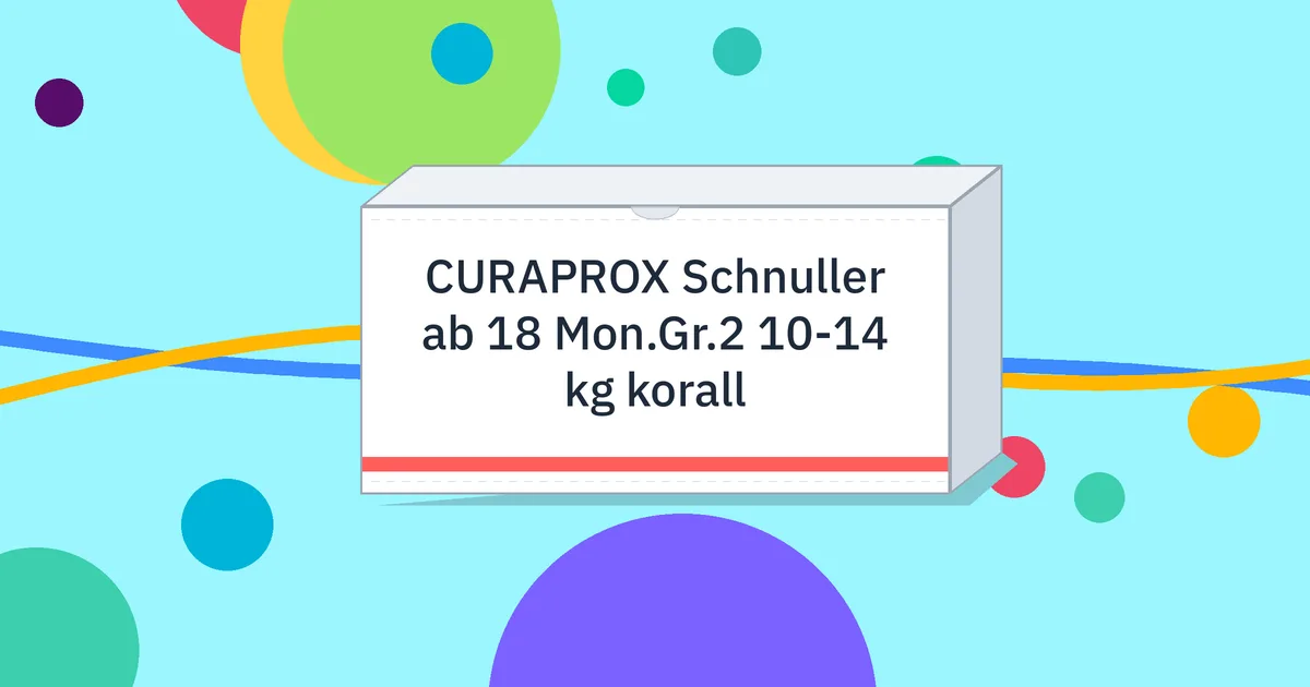 Symbolbild: Packung mit der Aufschrift CURAPROX Schnuller ab 18 Mon.Gr.2 10-14 kg korall (PZN 17868760) – Verfügbarkeit und Bezug in Apotheken in Frankfurt am Main