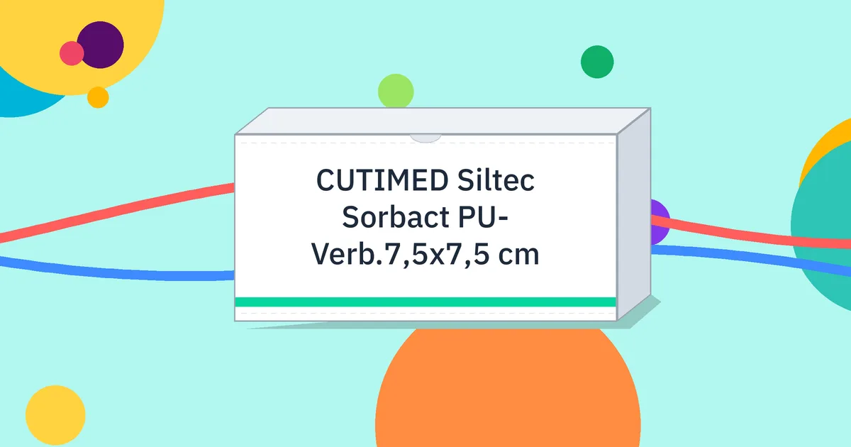 Symbolbild: Packung mit der Aufschrift CUTIMED Siltec Sorbact PU-Verb.7,5x7,5 cm (PZN 17451327) – Verfügbarkeit und Bezug in Apotheken in Frankfurt am Main
