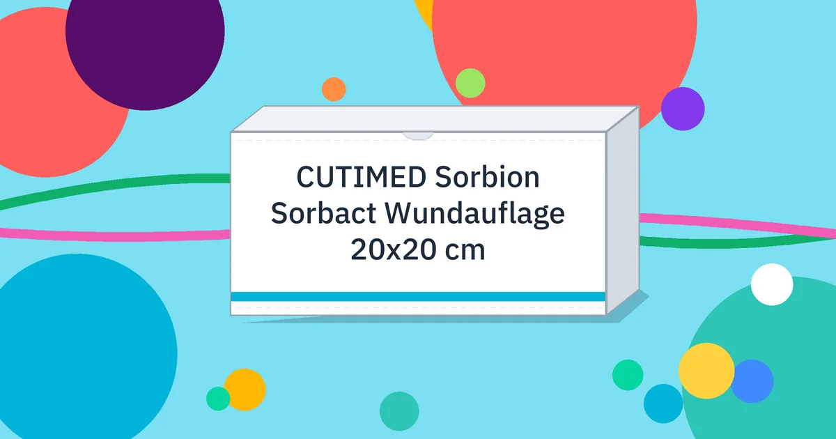Symbolbild: Packung mit der Aufschrift CUTIMED Sorbion Sorbact Wundauflage 20x20 cm (PZN 15886653) – Verfügbarkeit und Bezug in Apotheken in Frankfurt am Main