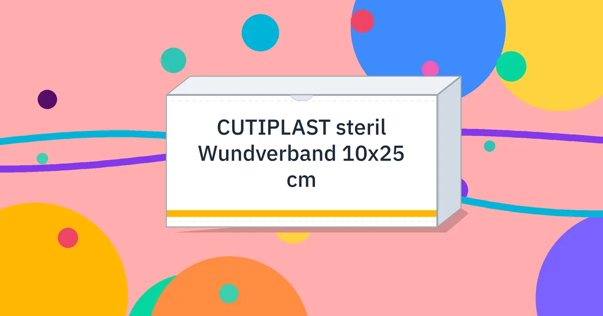Symbolbild: Packung mit der Aufschrift CUTIPLAST steril Wundverband 10x25 cm (PZN 13581323) – Verfügbarkeit und Bezug in Apotheken in Frankfurt am Main