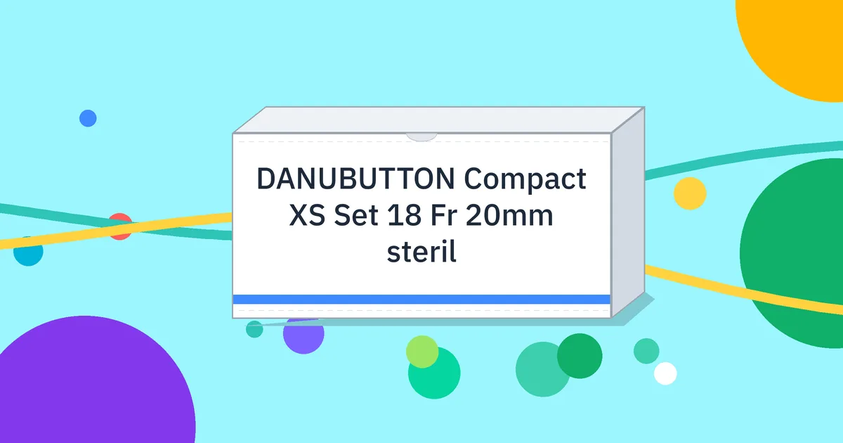 Symbolbild: Packung mit der Aufschrift DANUBUTTON Compact XS Set 18 Fr 20mm steril (PZN 19853001) – Verfügbarkeit und Bezug in Apotheken in Frankfurt am Main
