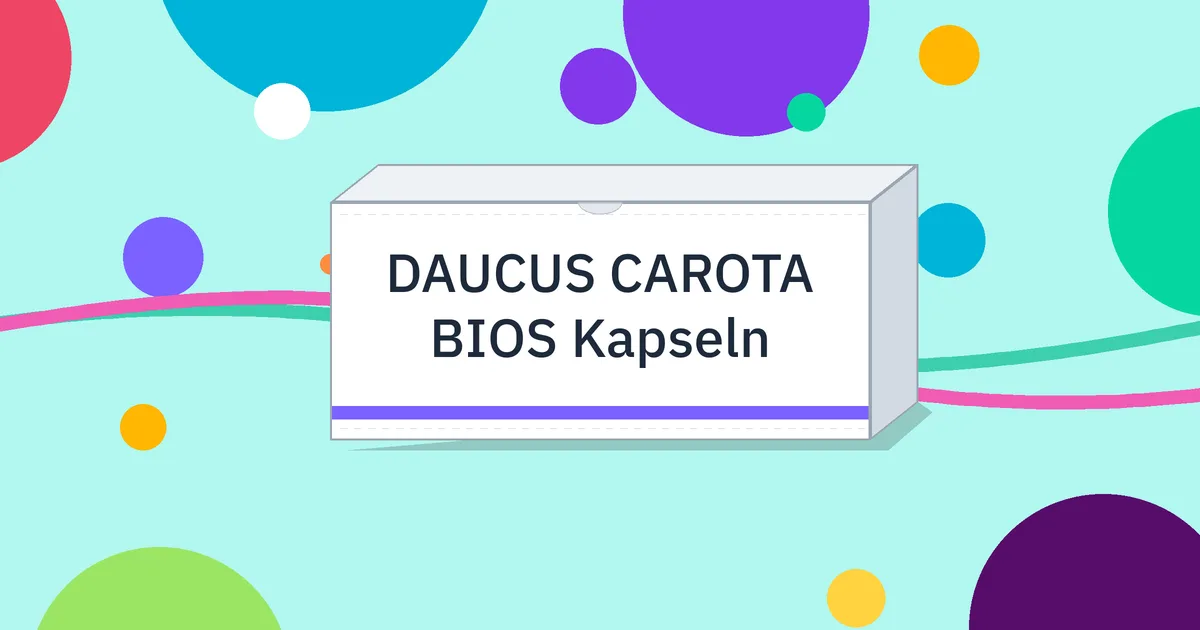 Symbolbild: Packung mit der Aufschrift DAUCUS CAROTA BIOS Kapseln (PZN 09324715) – Verfügbarkeit und Bezug in Apotheken in Frankfurt am Main