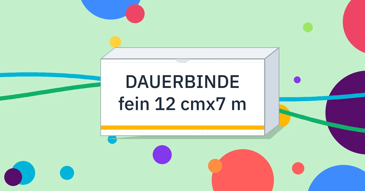 Symbolbild: Packung mit der Aufschrift DAUERBINDE fein 12 cmx7 m (PZN 12592336) – Verfügbarkeit und Bezug in Apotheken in Frankfurt am Main