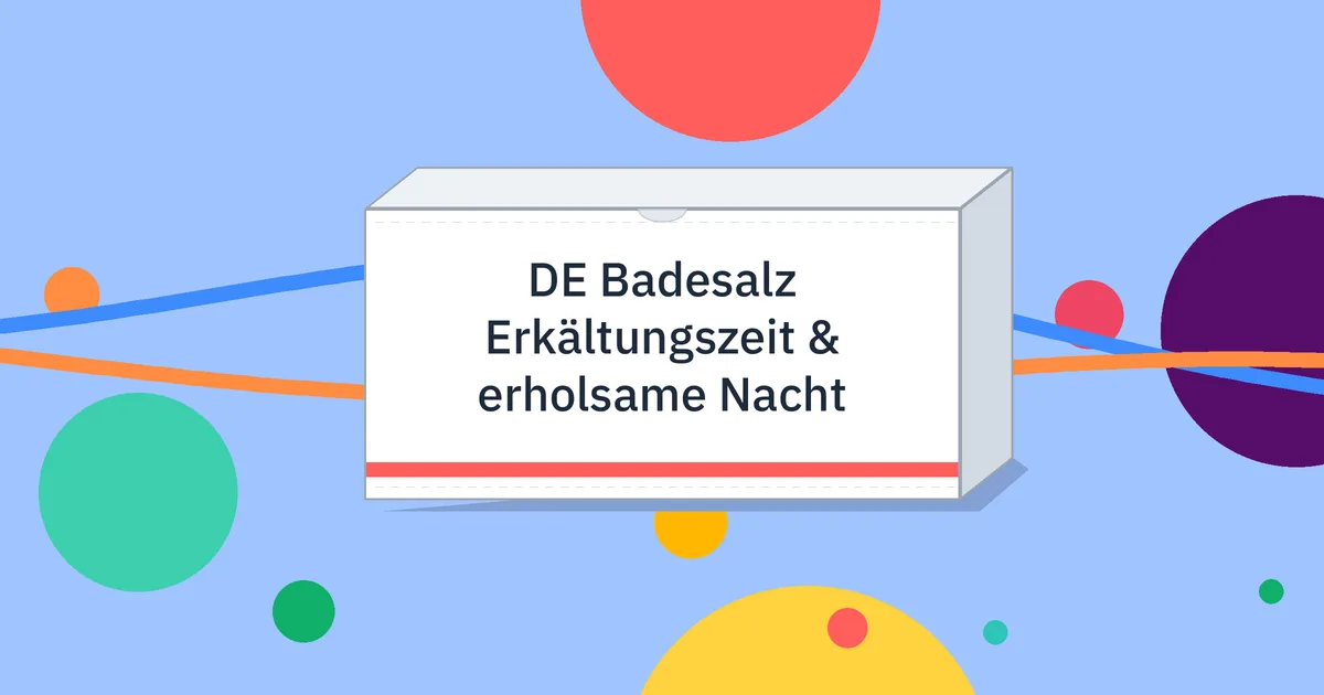 Symbolbild: Packung mit der Aufschrift DE Badesalz Erkältungszeit & erholsame Nacht (PZN 18681331) – Verfügbarkeit und Bezug in Apotheken in Frankfurt am Main
