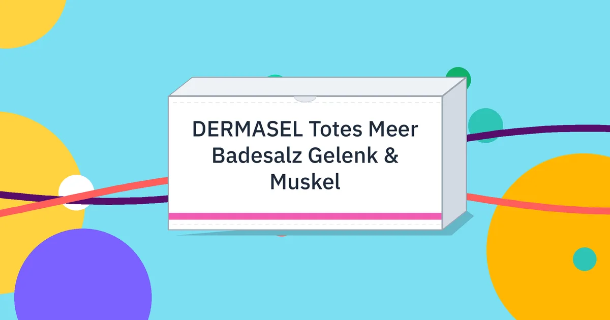 Symbolbild: Packung mit der Aufschrift DERMASEL Totes Meer Badesalz Gelenk & Muskel (PZN 13570377) – Verfügbarkeit und Bezug in Apotheken in Frankfurt am Main