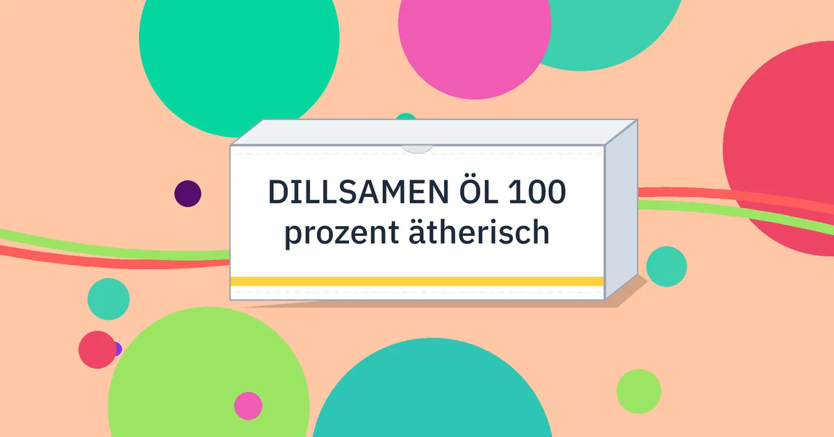 Symbolbild: Packung mit der Aufschrift DILLSAMEN ÖL 100 prozent ätherisch (PZN 07205432) – Verfügbarkeit und Bezug in Apotheken in Frankfurt am Main
