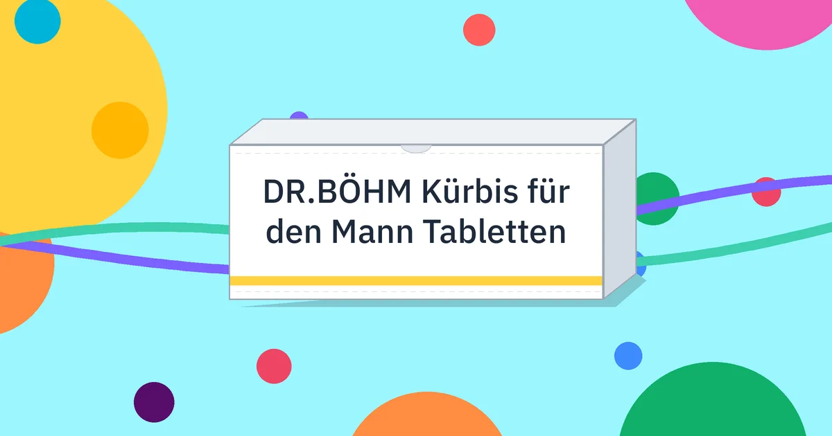 Symbolbild: Packung mit der Aufschrift DR.BÖHM Kürbis für den Mann Tabletten (PZN 19825654) – Verfügbarkeit und Bezug in Apotheken in Frankfurt am Main