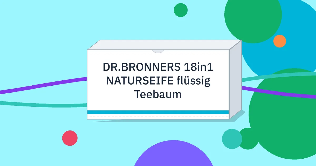 Symbolbild: Packung mit der Aufschrift DR.BRONNERS 18in1 NATURSEIFE flüssig Teebaum (PZN 19241189) – Verfügbarkeit und Bezug in Apotheken in Frankfurt am Main