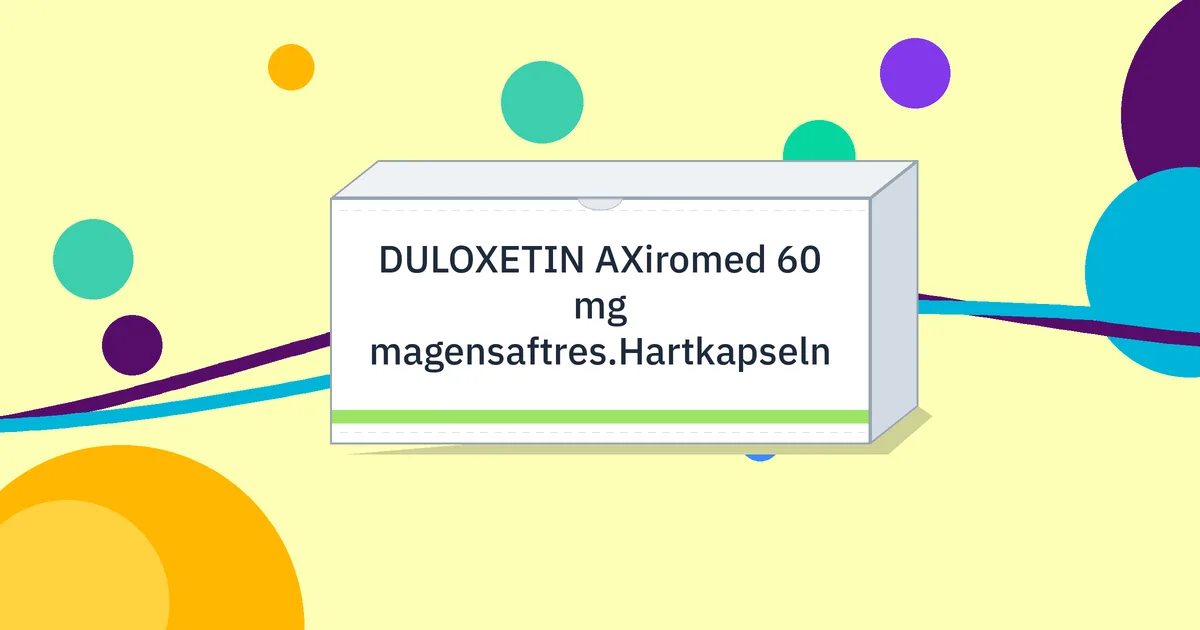 Symbolbild: Packung mit der Aufschrift DULOXETIN AXiromed 60 mg magensaftres.Hartkapseln (PZN 18489881) – Verfügbarkeit und Bezug in Apotheken in Frankfurt am Main
