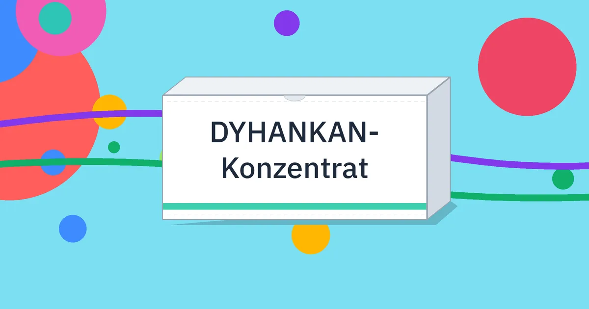 Symbolbild: Packung mit der Aufschrift DYHANKAN-Konzentrat (PZN 18299382) – Verfügbarkeit und Bezug in Apotheken in Frankfurt am Main
