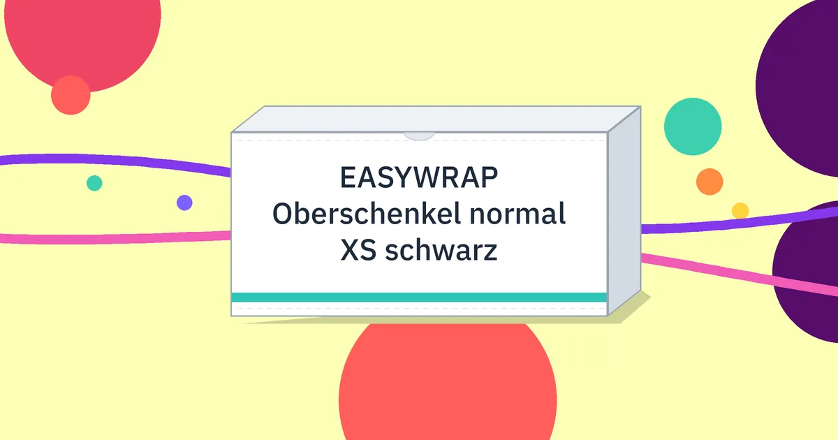 Symbolbild: Packung mit der Aufschrift EASYWRAP Oberschenkel normal XS schwarz (PZN 18748584) – Verfügbarkeit und Bezug in Apotheken in Frankfurt am Main
