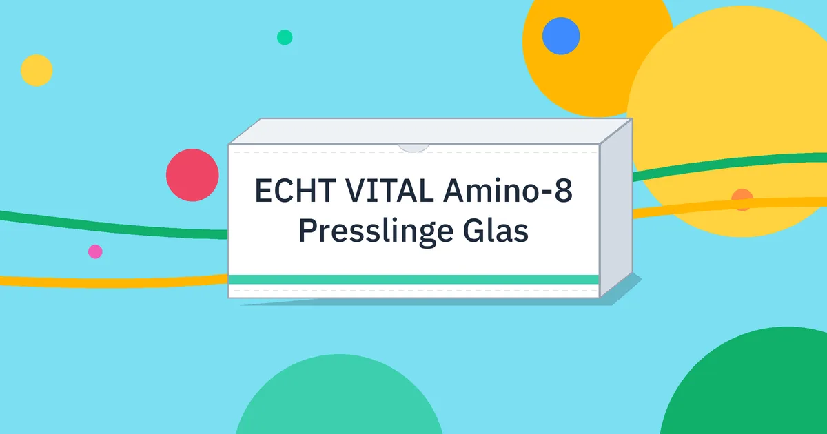 Symbolbild: Packung mit der Aufschrift ECHT VITAL Amino-8 Presslinge Glas (PZN 16120597) – Verfügbarkeit und Bezug in Apotheken in Frankfurt am Main