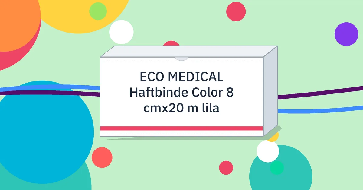 Symbolbild: Packung mit der Aufschrift ECO MEDICAL Haftbinde Color 8 cmx20 m lila (PZN 01322421) – Verfügbarkeit und Bezug in Apotheken in Frankfurt am Main