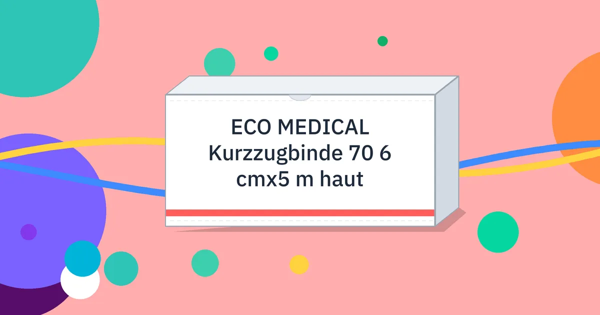 Symbolbild: Packung mit der Aufschrift ECO MEDICAL Kurzzugbinde 70 6 cmx5 m haut (PZN 10787277) – Verfügbarkeit und Bezug in Apotheken in Frankfurt am Main